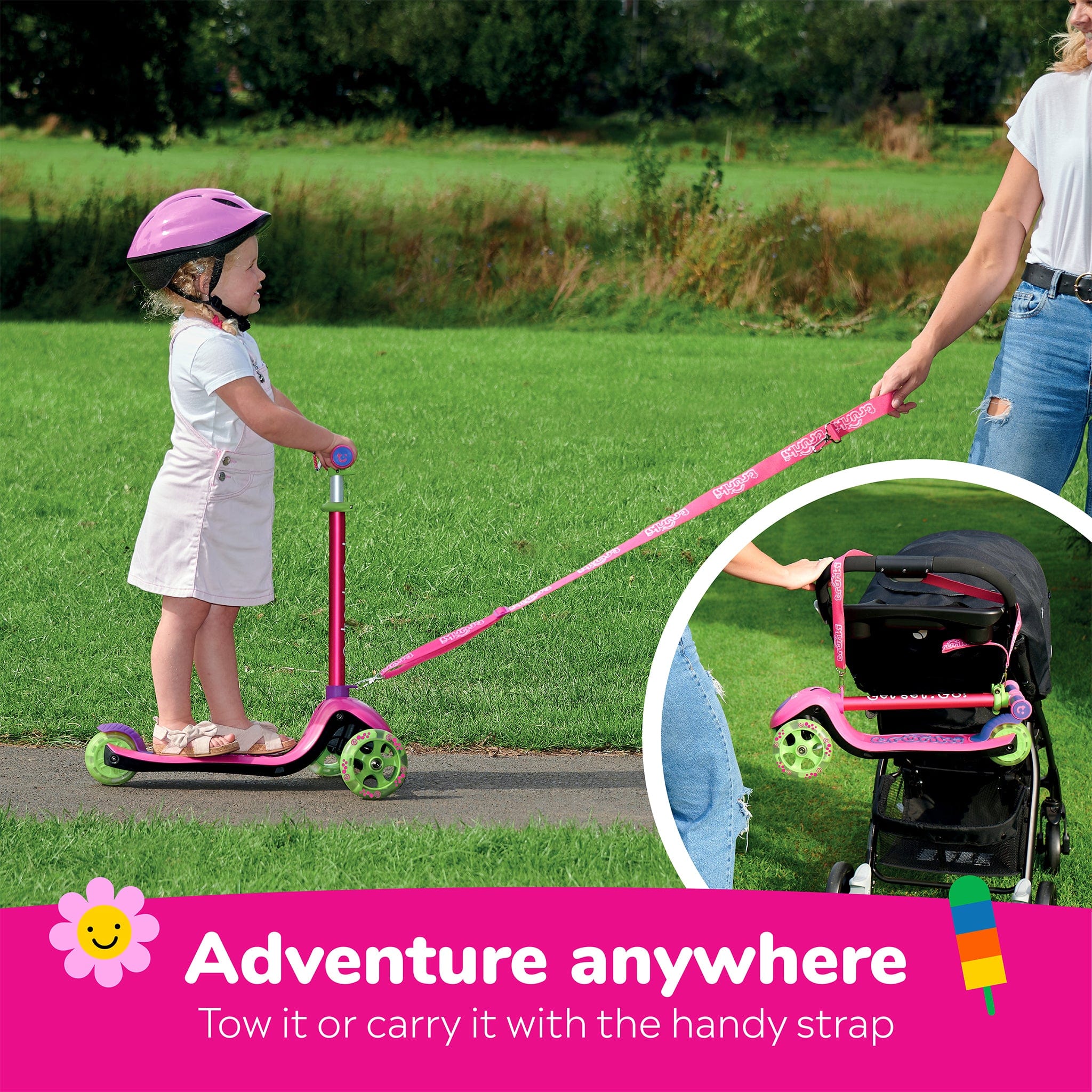 Trunki's Small Pink Folding Scooter - Portable Joy