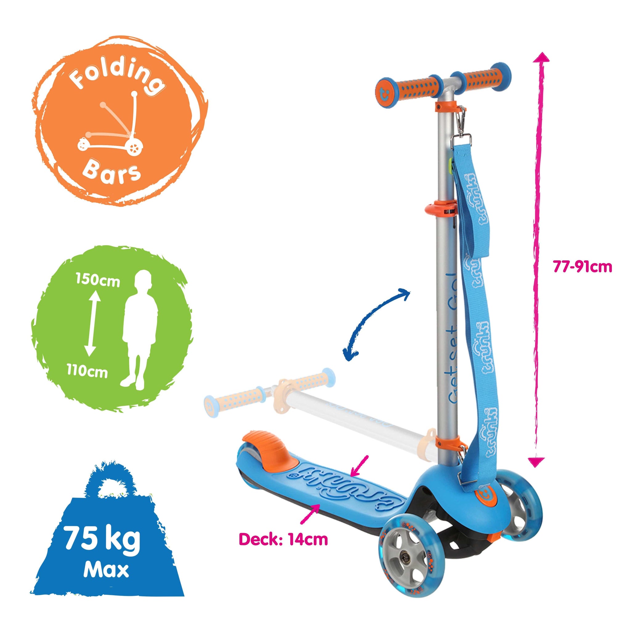 Trunki Folding Scooter - Large - Blue