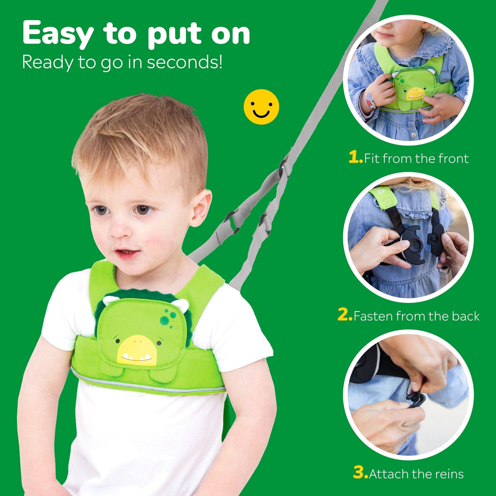 Toddlepak Green| Children Reins & Toddler Safety Harness