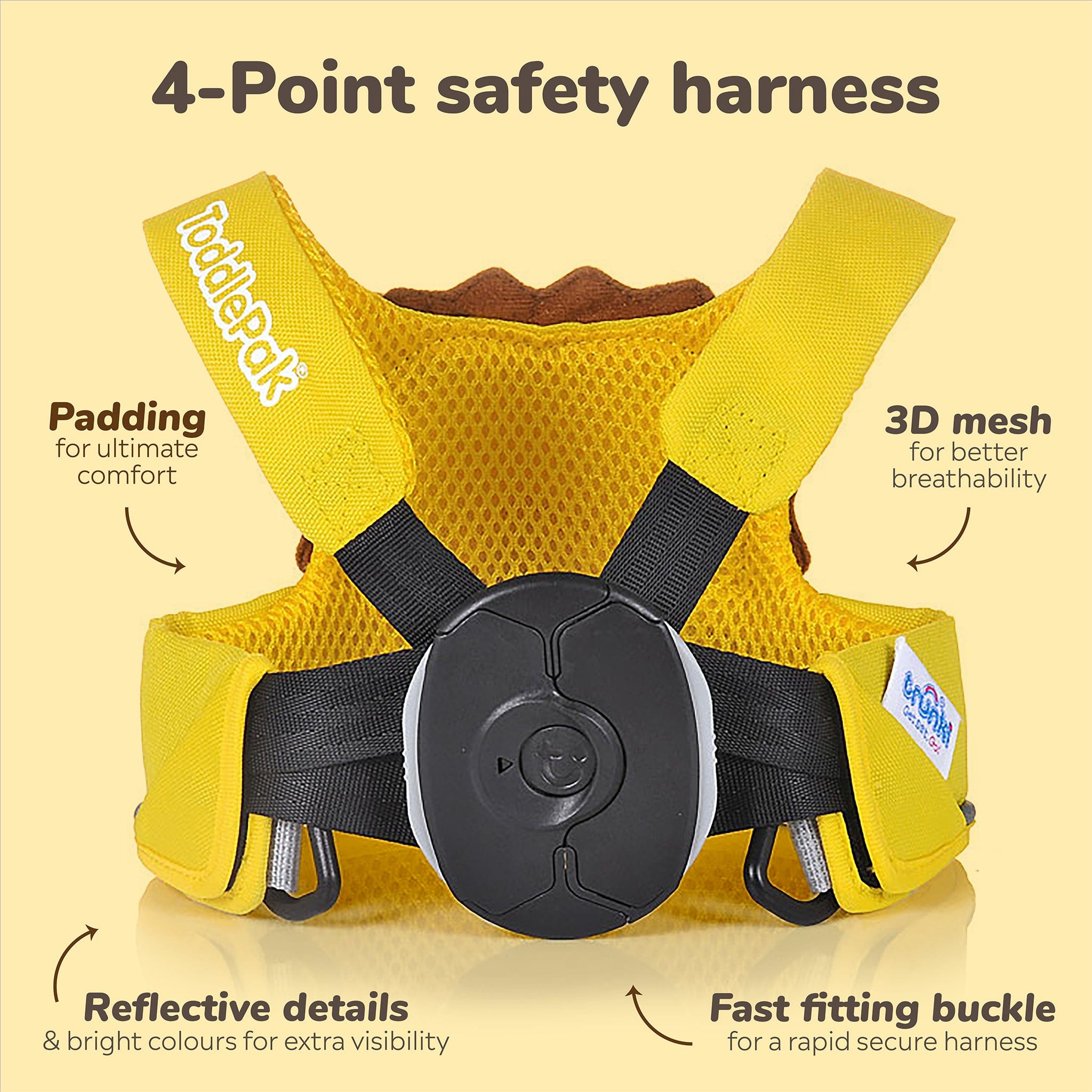 Toddlepak Yellow| Children Reins & Toddler Safety Harness