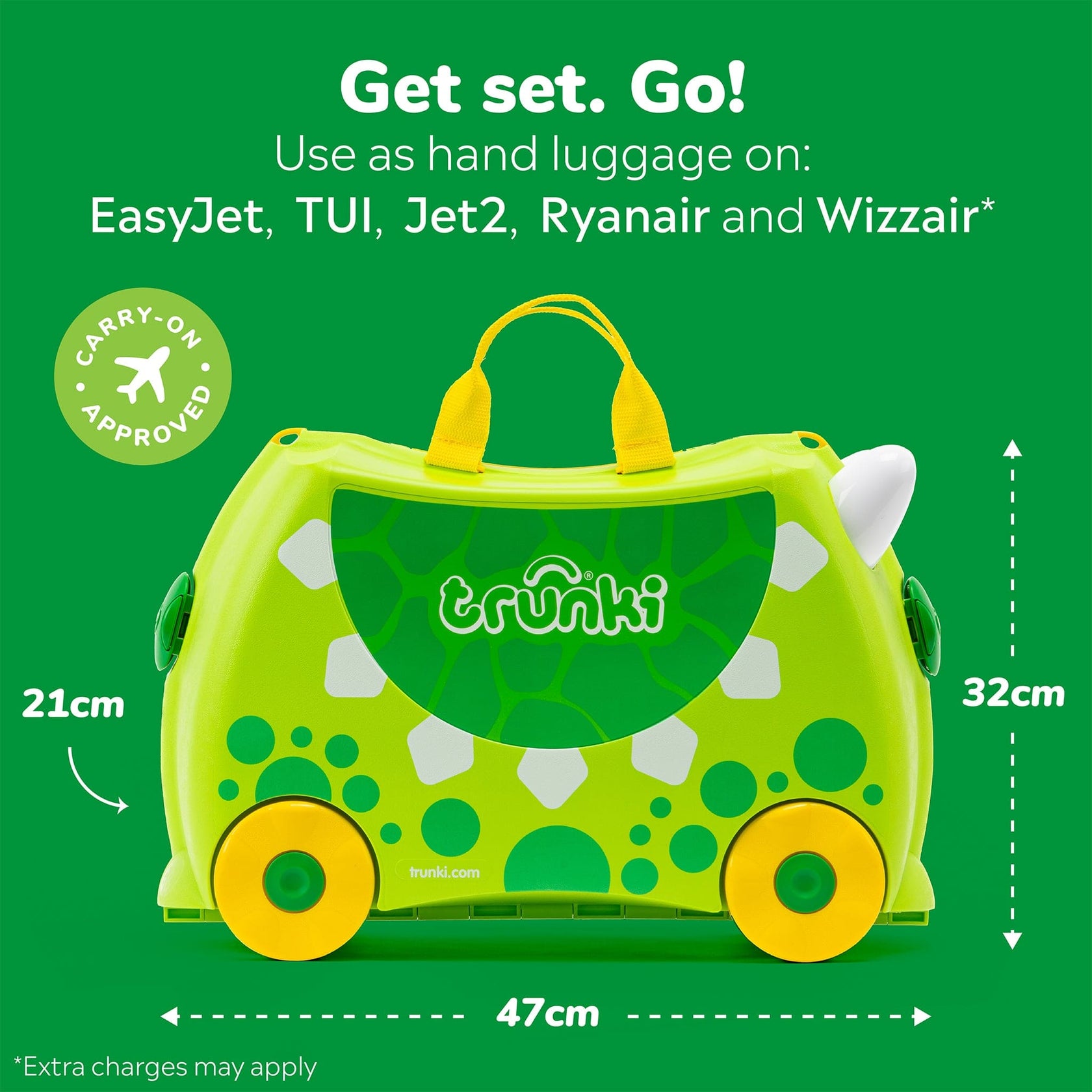 Trunki Ride-On Suitcase – Dudley the Dinosaur