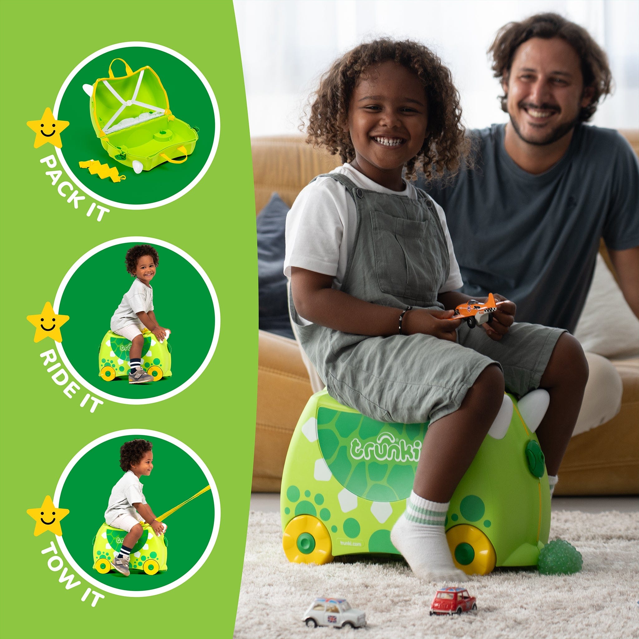 Trunki Ride-On Suitcase – Dudley the Dinosaur